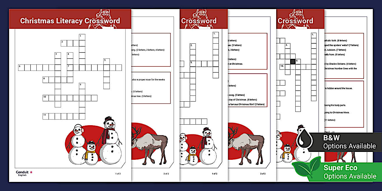 Christmas Literacy Crossword (teacher made) - Twinkl