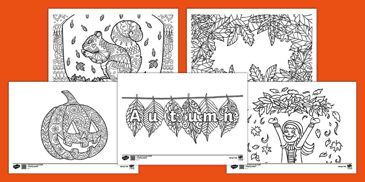 秋のぬりえ マインドフルネス 大人の塗り絵 Autumn Mindfulness Coloring Page Set