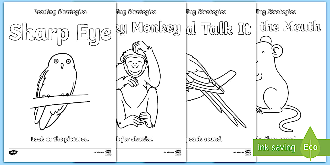 Reading Strategy Colouring Pages (teacher made) - Twinkl
