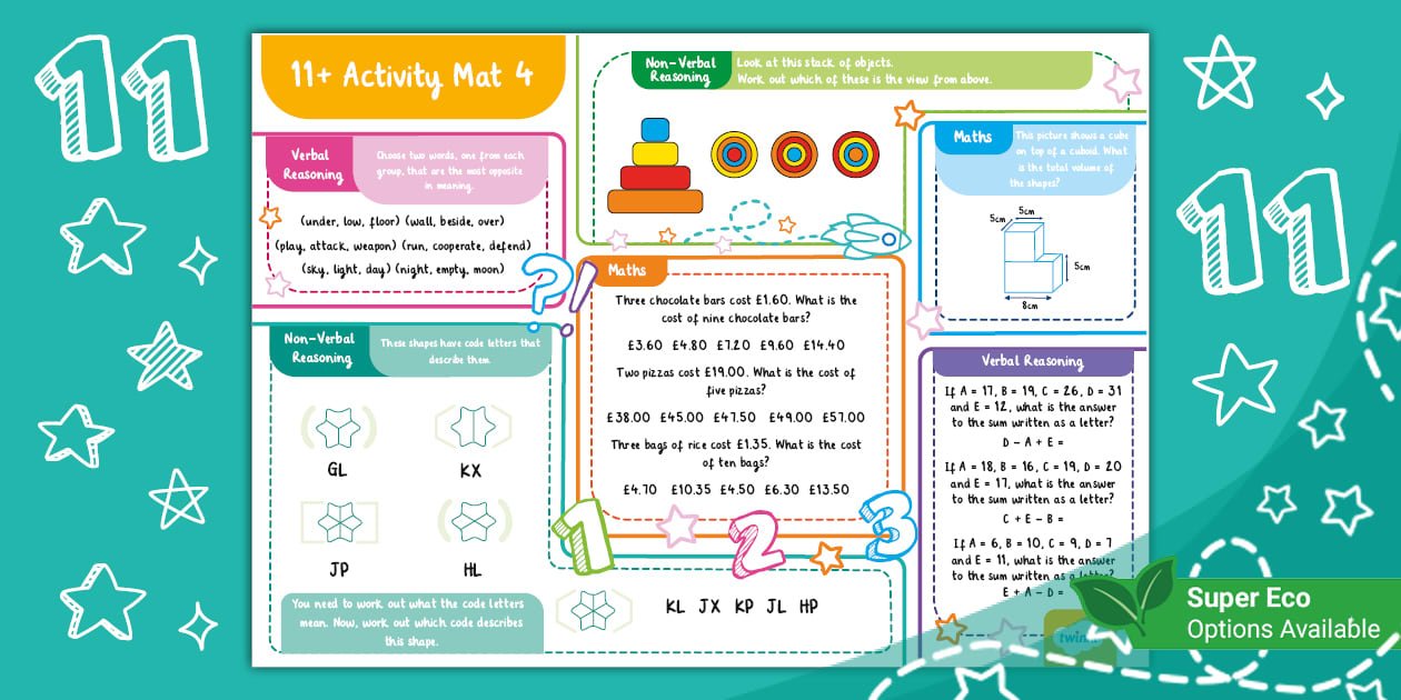 11+ Practice Mat 4 | Exam Preparation and Revision - Twinkl