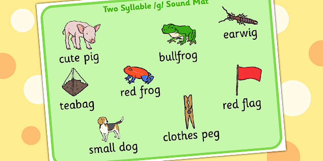 Two Syllable Final G Sound Word Mat 2 (teacher made)