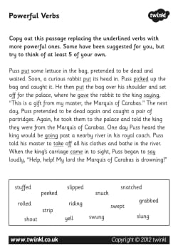 Powerful Verbs Worksheets - English Resource - Twinkl