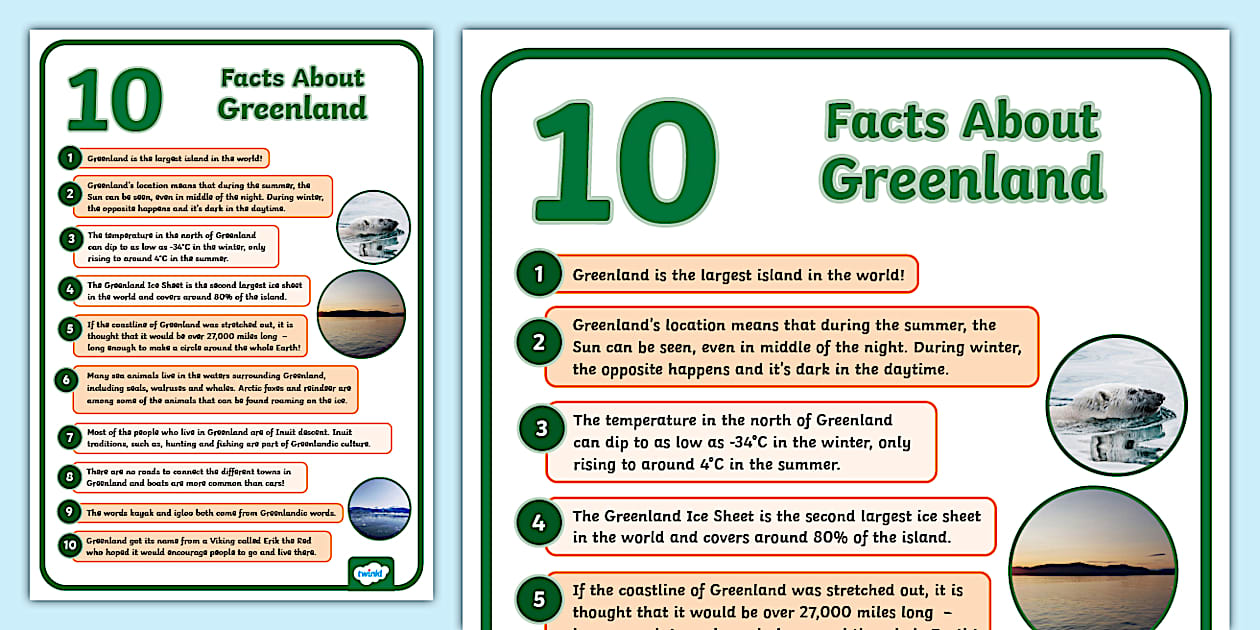 10 Facts About Greenland Display Poster (teacher made)