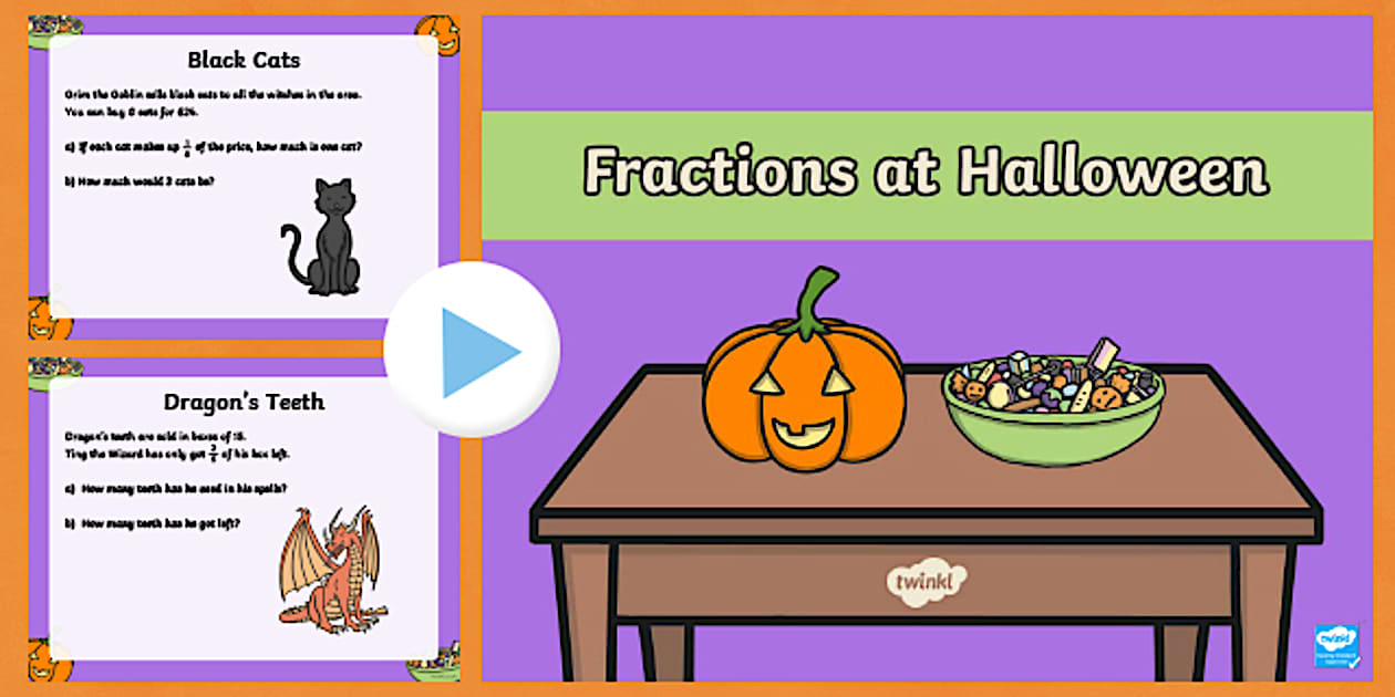 Year 3 Halloween Fractions PowerPoint (Teacher-Made)