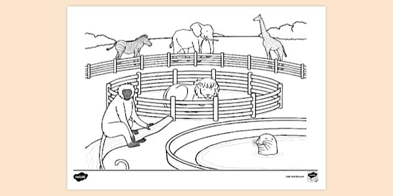 Zoo Colouring Page PDF | Animal Colouring Sheets | Twinkl