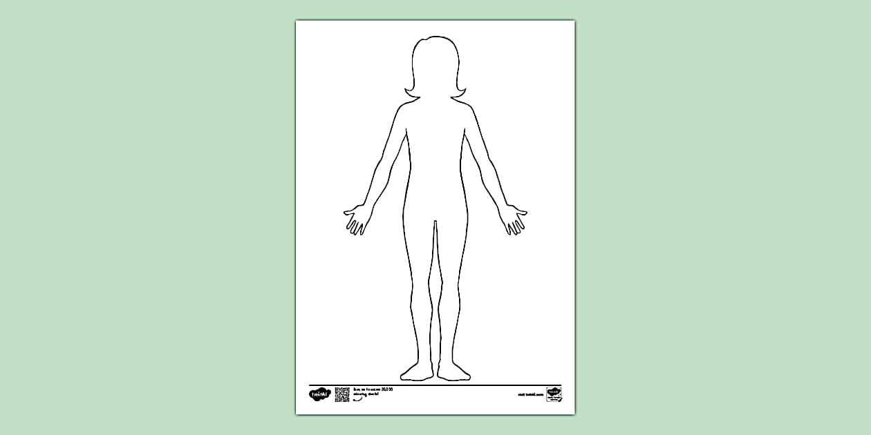 Female Body Drawing Outline Colouring Sheet