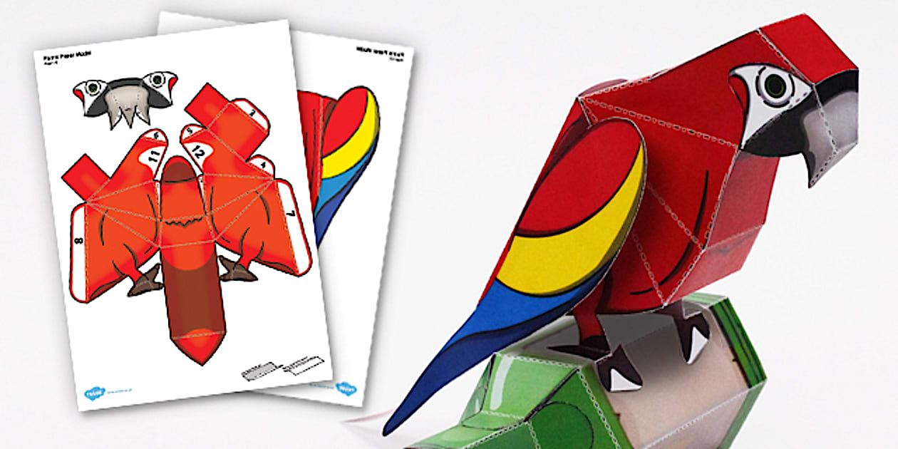 Parrot Art Paper Model - Twinkl Primary Resources - Twinkl