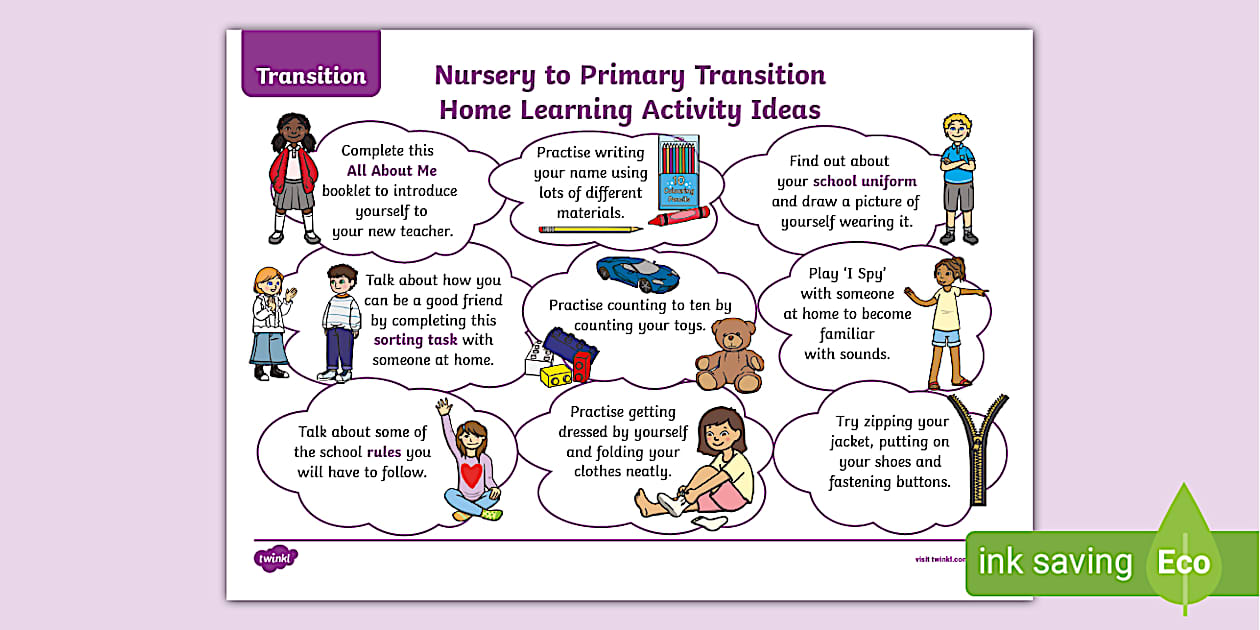 Nursery to Primary Transition Home Learning Activity Ideas