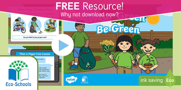 FREE! - KS1 Eco-Schools Wear Green Be Green PowerPoint