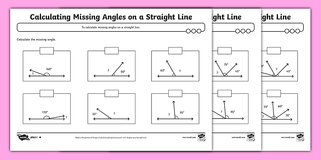 👉 Angles In Straight Line Worksheet | Twinkl | Maths | KS1
