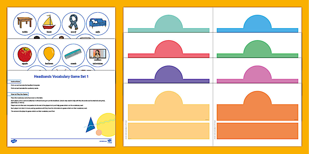 SALT: Headbands Vocabulary Game Set 1 (teacher made)