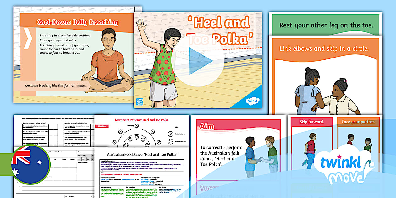 Move PE Year 3-6 Australian Folk Dance: 'Heel and Toe Polka'