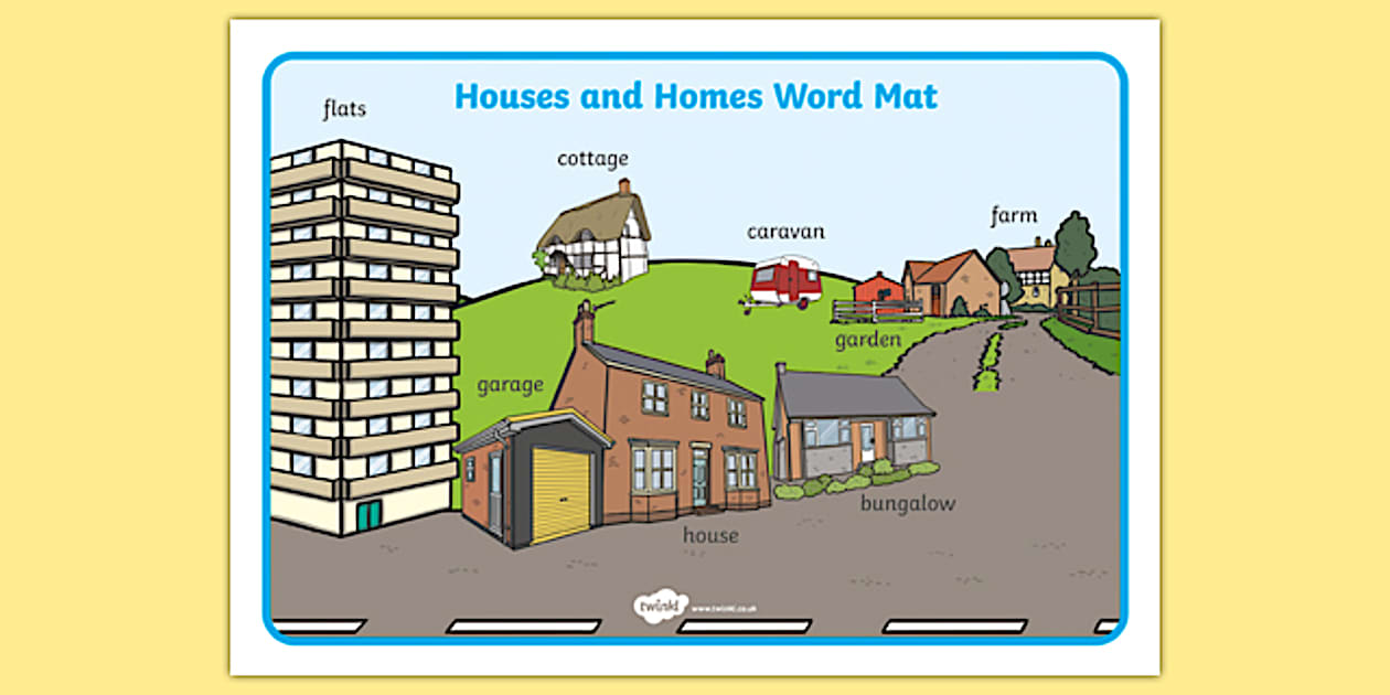 Cursive Houses and Home Scene Word Mat (teacher made)