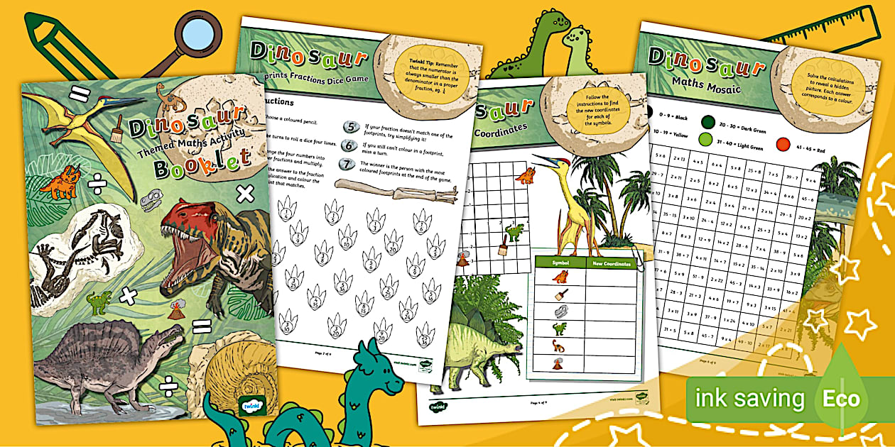 KS2 Dinosaur Maths Activity Booklet (Ages 9 - 11) - Twinkl