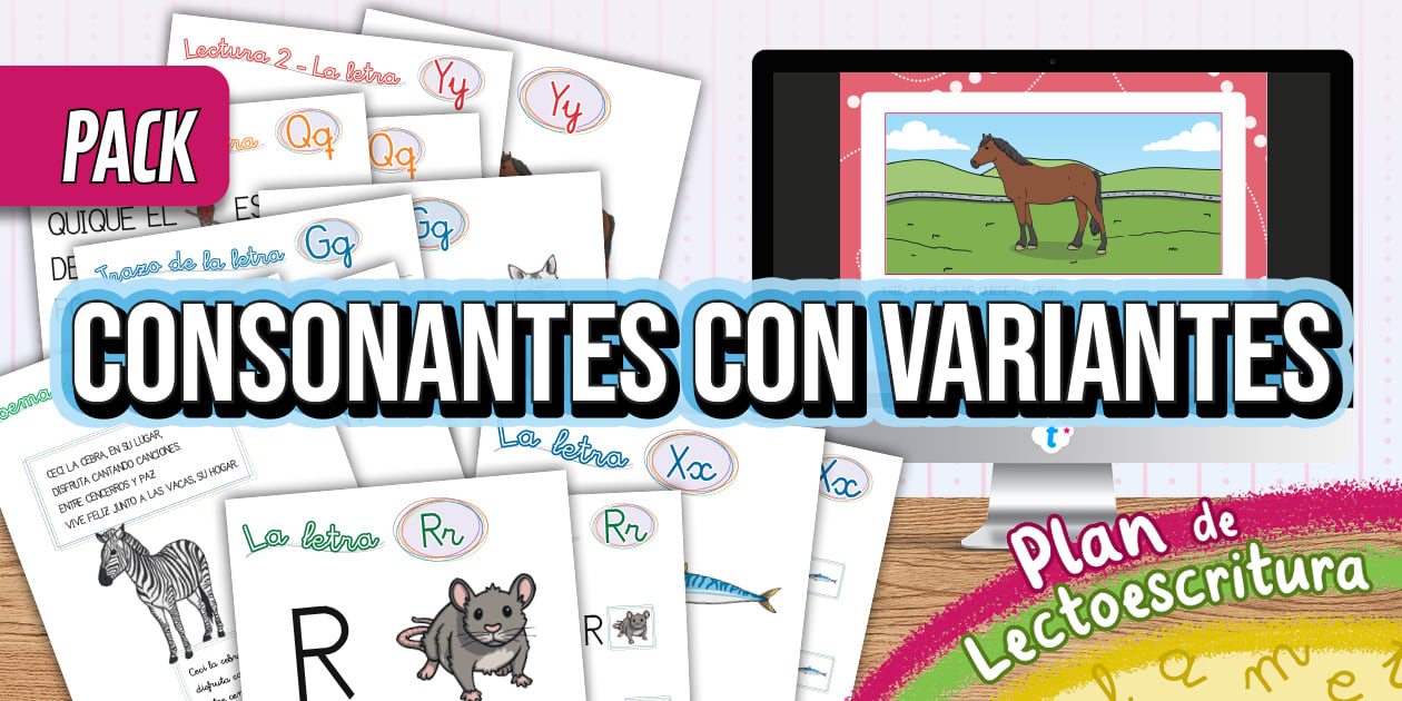 Pack Lectoescritura: Consonantes con variantes - Twinkl
