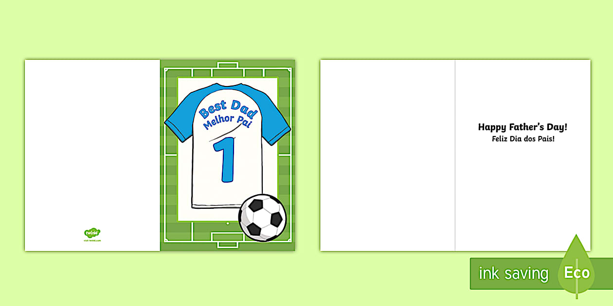 Football Themed Father's Day Gift Card Template English/Portuguese