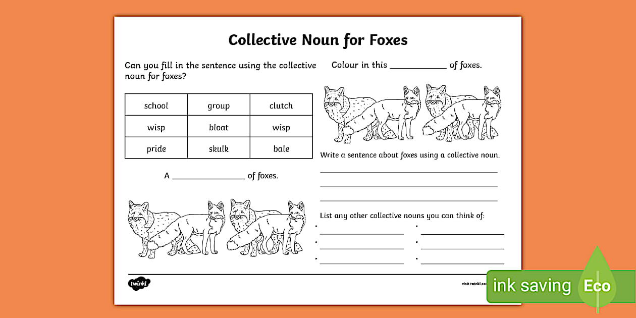 Collective Noun - Foxes Activity Sheet (Teacher-Made)