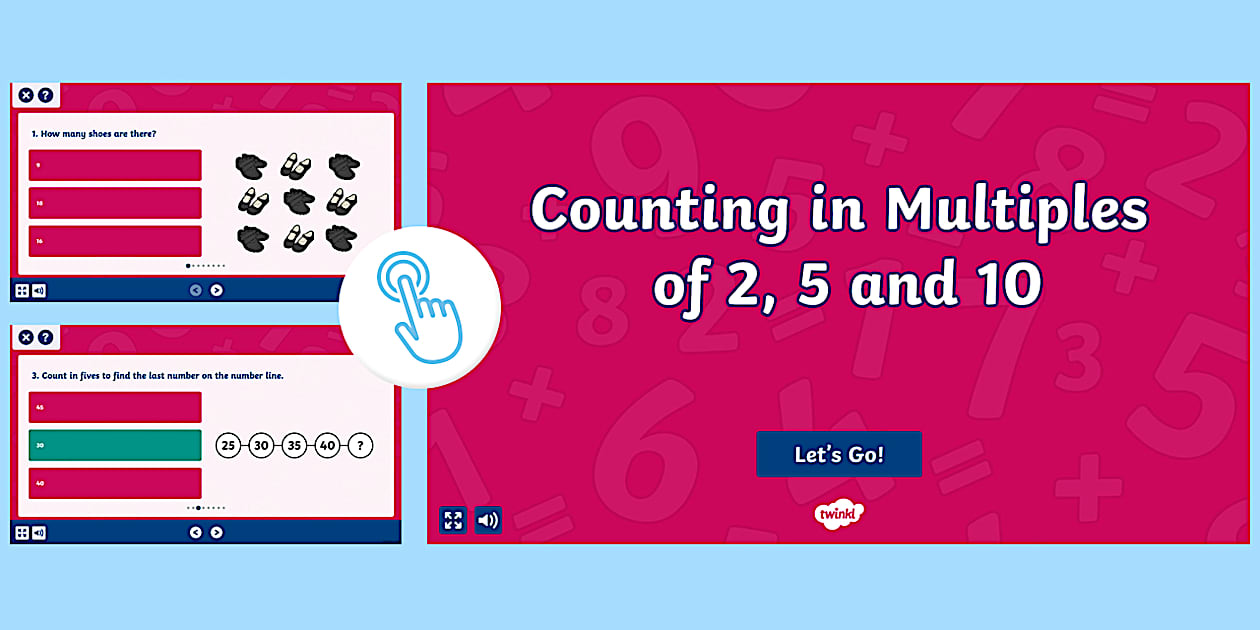 Counting in Multiples of 2 5 and 10 Quiz for Young Learners