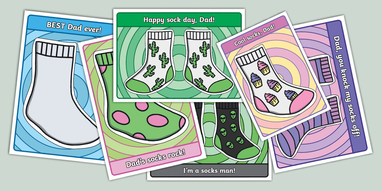 Father's Day Editable Sock Cards (teacher made) - Twinkl