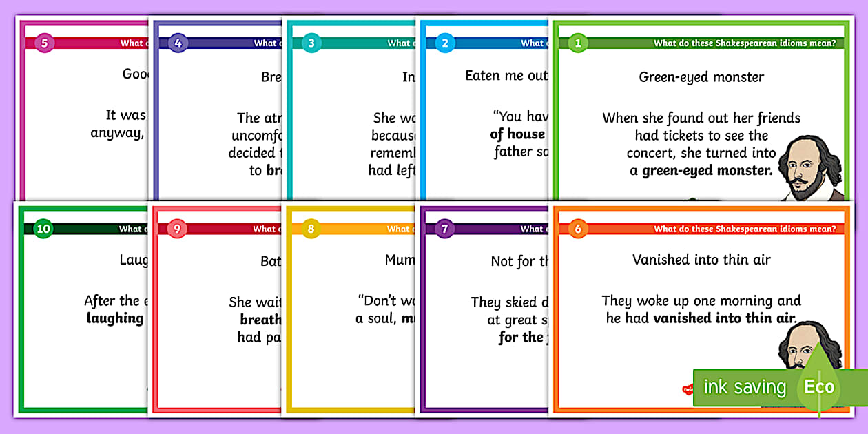 William Shakespeare Idiom Meanings Blether Stations - Twinkl