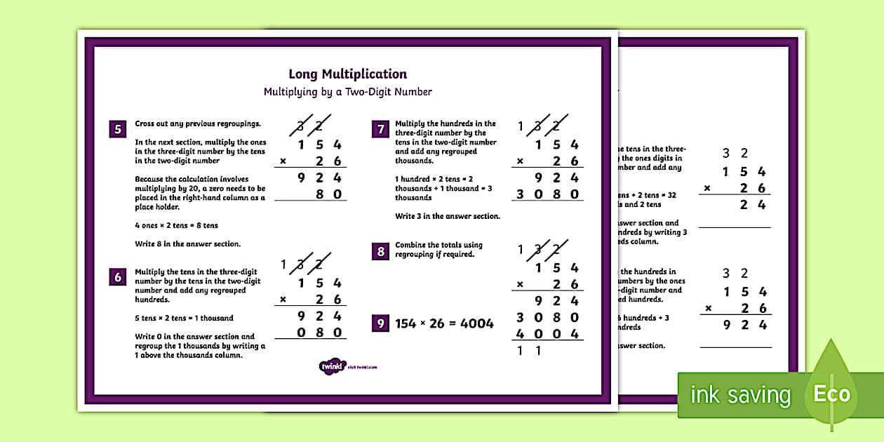 Editable Long Multiplication Poster (teacher made) - Twinkl