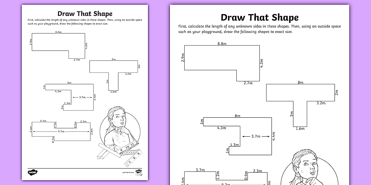 Rectilinear Shapes Perimeter Worksheet- perimeter, measurement, composite,