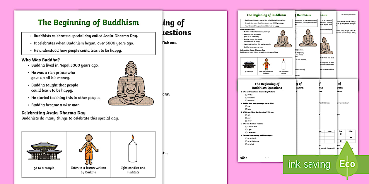 Beginning of Buddhism Reading Comprehension | KS1 | Twinkl