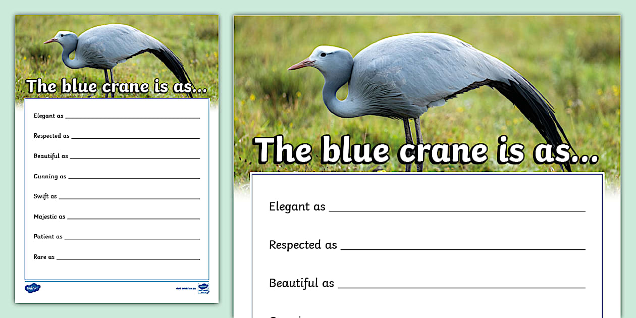 Blue Crane Simile Poem Template (teacher made) - Twinkl