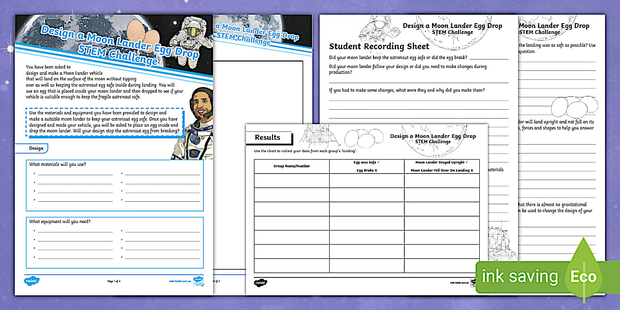 Design a Moon Lander Egg Drop STEM Challenge Ι Space Theme