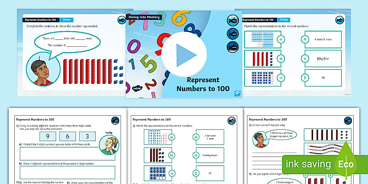 👉 Year 3 DiM: Step 1 Represent Numbers to 100 - Twinkl