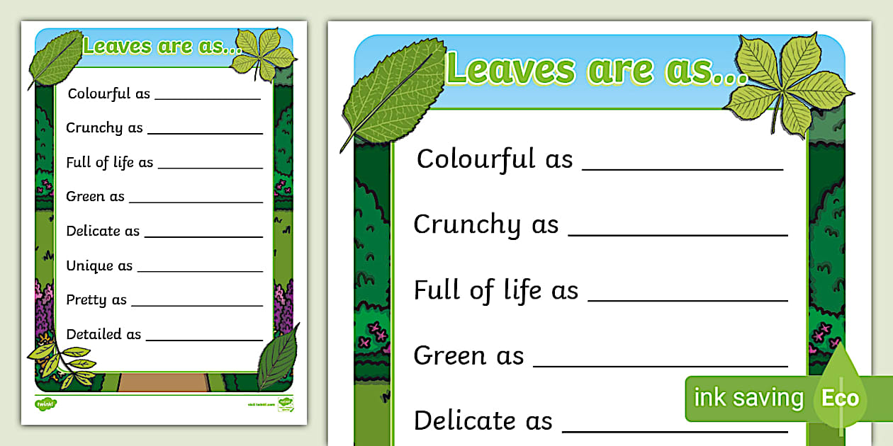 Leaves Simile Poem Template (teacher made) - Twinkl