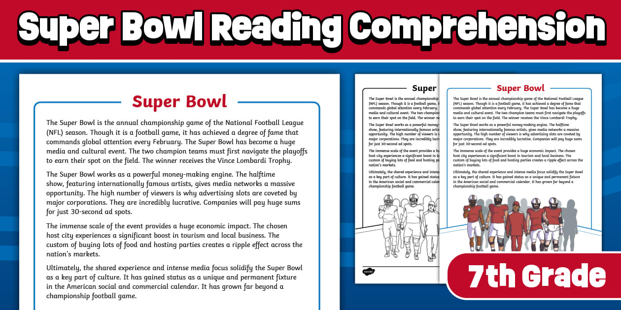 Seventh Grade Super Bowl Reading Passage Comprehension