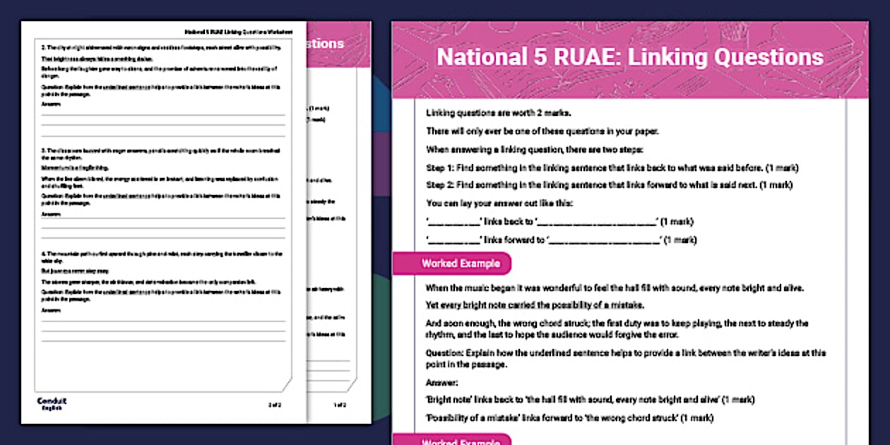 National 5 RUAE: Linking Questions