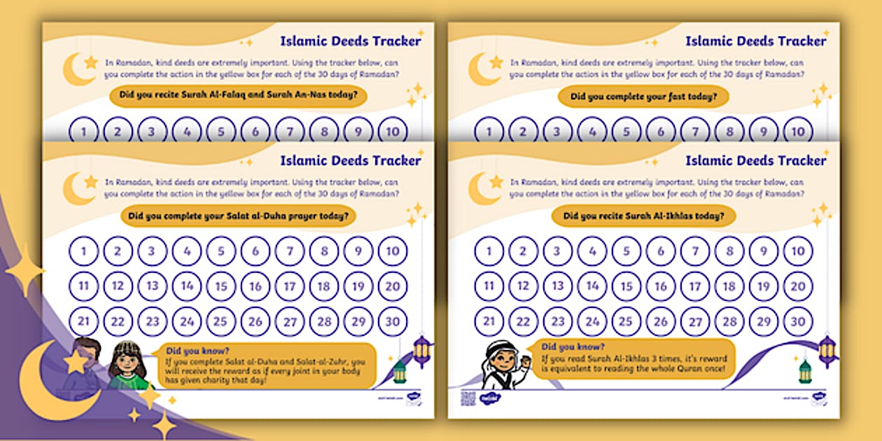 Ramadan Islamic Deeds Tracker (teacher made) - Twinkl