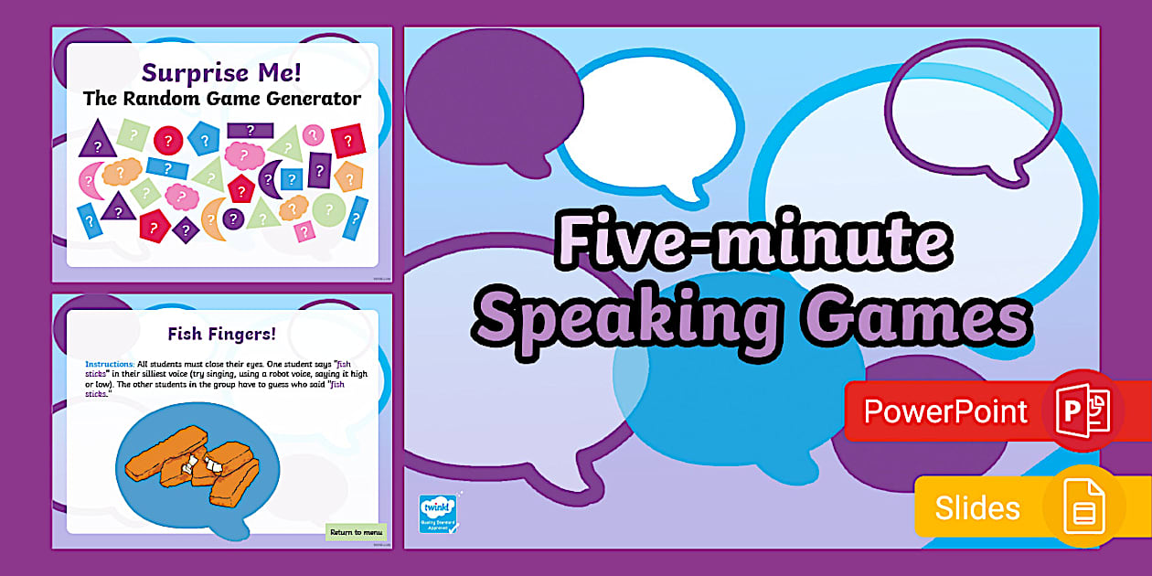 Five-minute Speaking Games for ELL PowerPoint & Google Slides