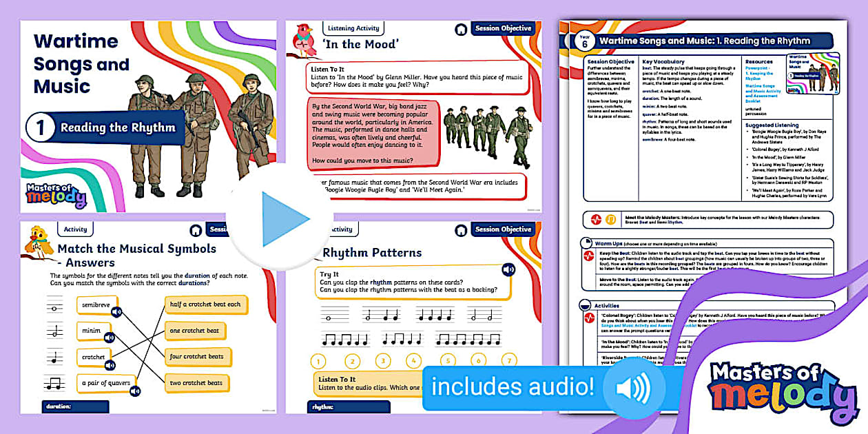 👉 Year 6 Wartime Songs and Music Session 1 (teacher made)