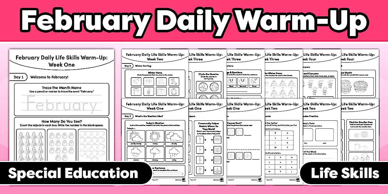 February Daily Life Skills Warm-Up Activities | Morning Work