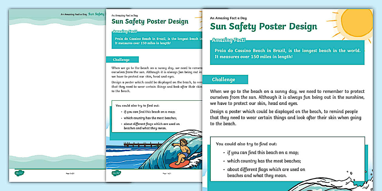 Sun Safety Poster Design Worksheet | Sun Safety Poster
