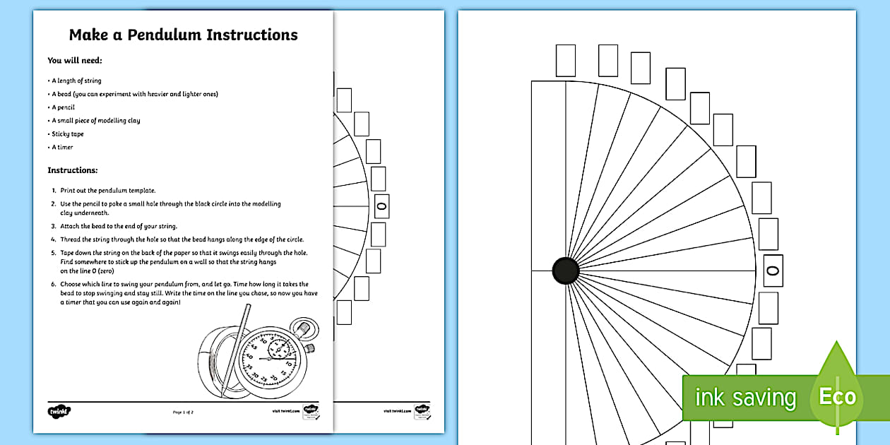 Make a Pendulum Print-Out (teacher made) - Twinkl