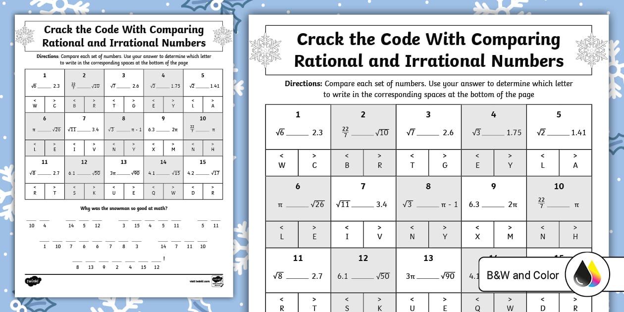 Eighth Grade Winter Jokes Crack the Code With Comparing Rational and