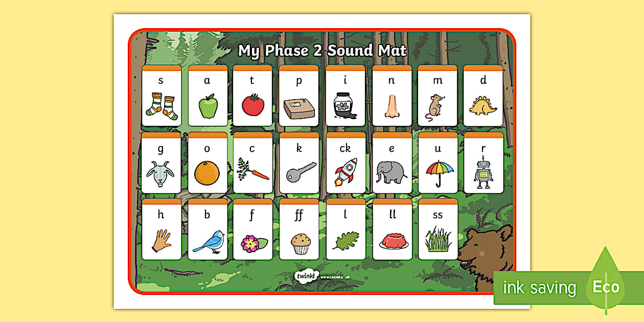 Cursive Bear Themed Phase 2 Sound Mat (professor feito)