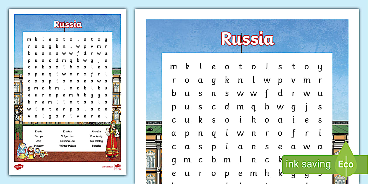 Russian Word Search - KS1 (teacher made) - Twinkl
