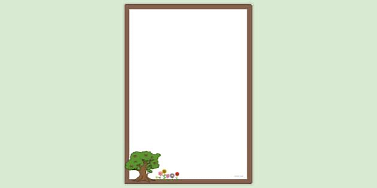 Simple Blank Trees Plants and Flowers Page Border - Twinkl