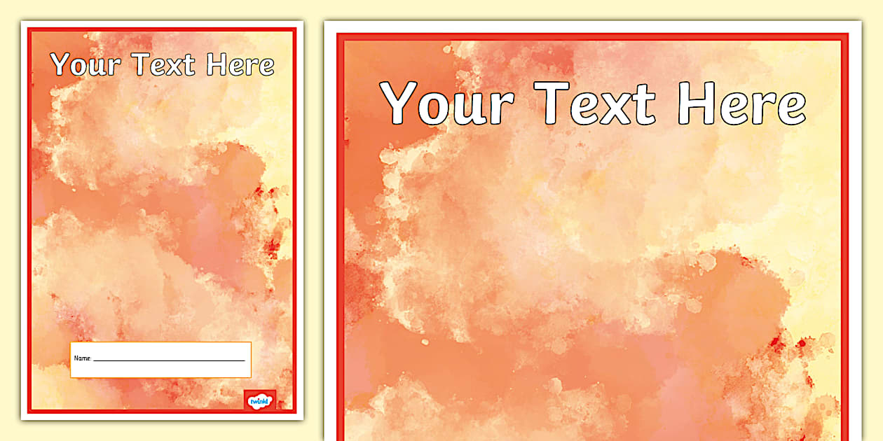 Red Yellow Watercolour Editable Book Cover (teacher made)