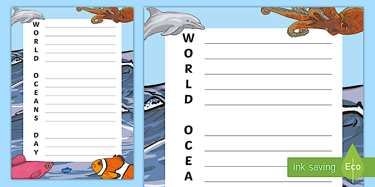 Acrostic Poems About Saving the Ocean Template - Twinkl