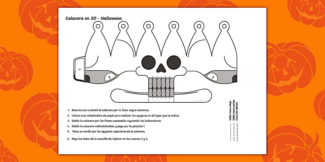 Manualidad: Calavera en 3D - Halloween - Twinkl