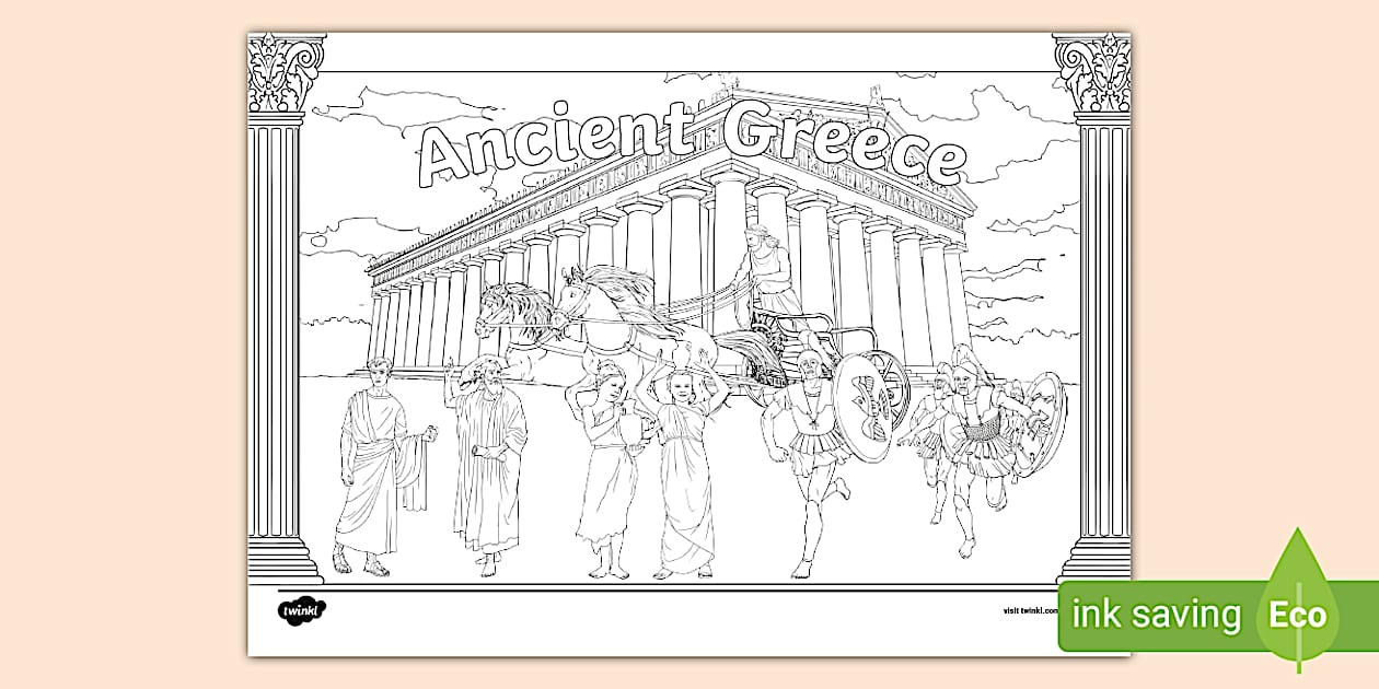 Ancient Greece Colouring Title Page (Teacher-Made) - Twinkl