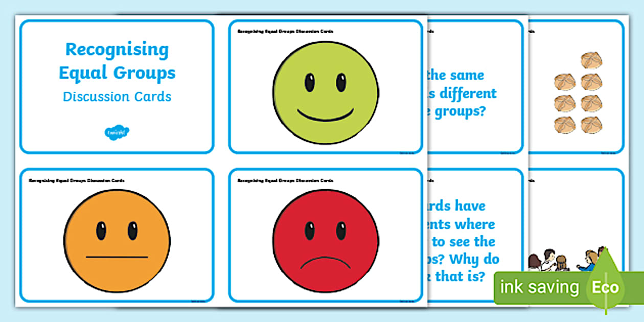 Editable Recognising Equal Groups Discussion Cards - Twinkl