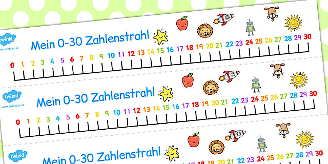 German Number Line 0-30 (professor feito) - Twinkl