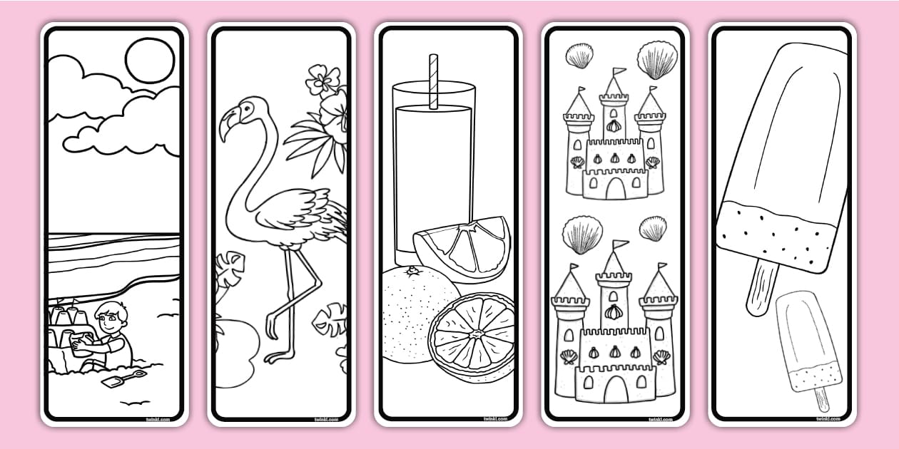 Printable Summer Bookmarks to Colour - Reading - Twinkl